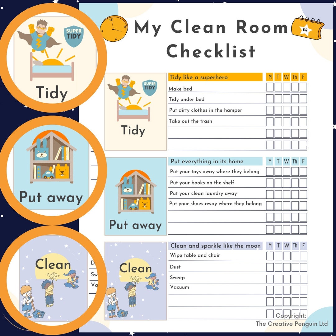 Cleaning Checklist Boy Room | Family Chore Chart for Kids Pictures ...