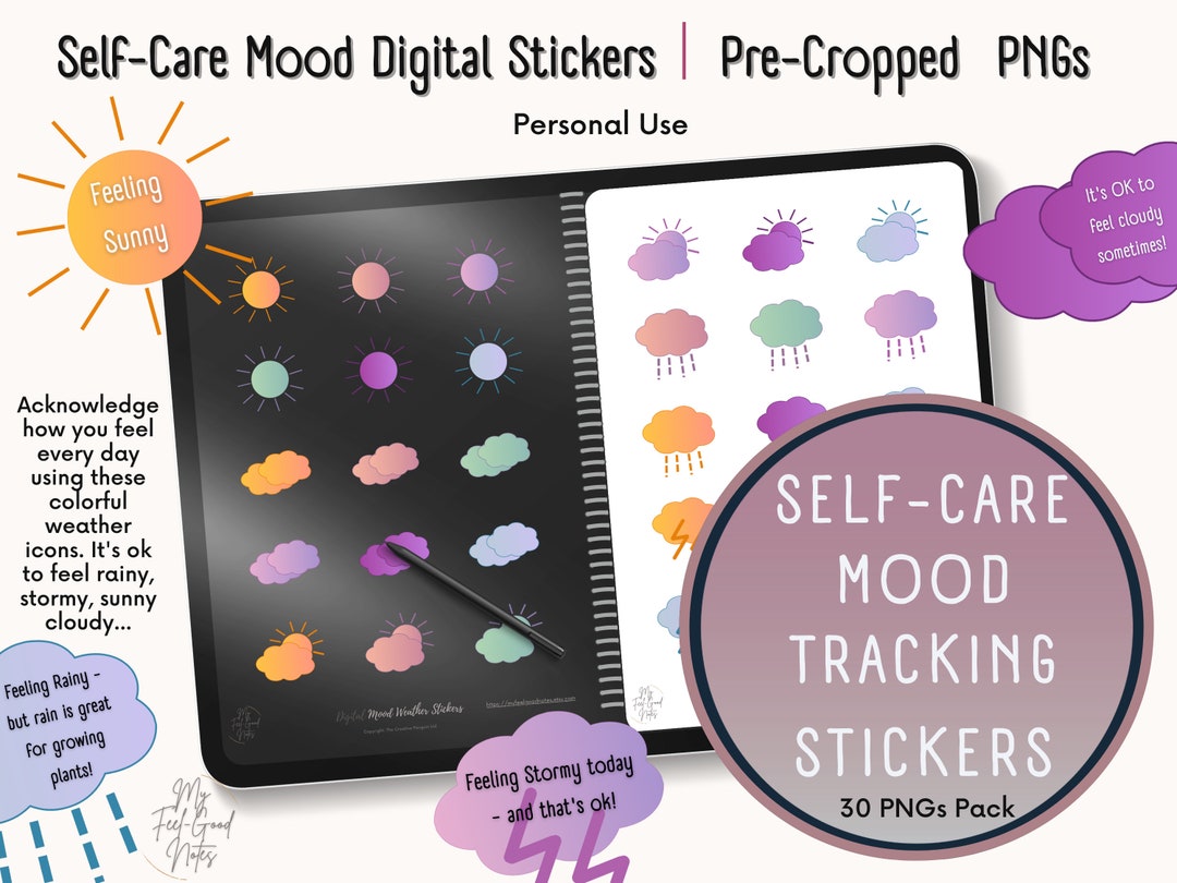 Selfcare Digital Stickers | Mood Tracker Goodnotes | iPad Planner | Pre ...