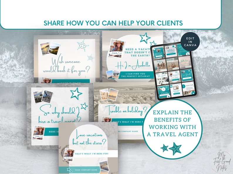 Travel Agent Social Media Posts Template, Blogger Content, Agency ...