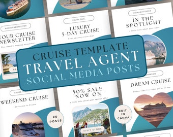 Social Media Posts for Travel Agent, Blogger Content Template, Agency ...