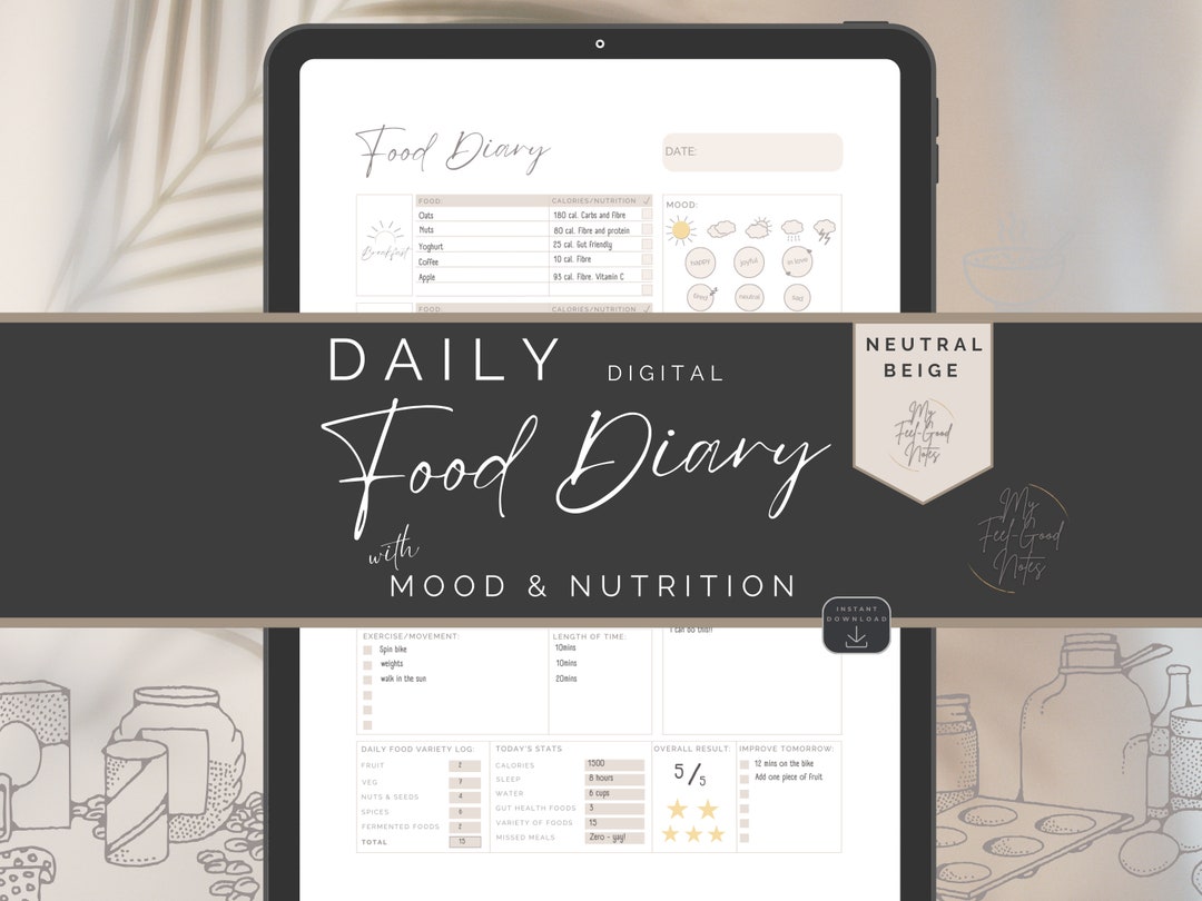 Food Digital Journal, Daily Planner Goodnotes, Undated Fitness Tracker ...