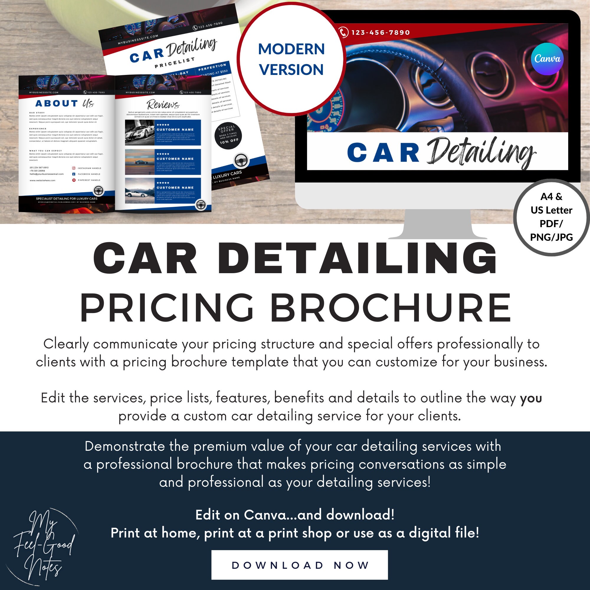 Car Detailing Flyer Price List Template Business Editable - Etsy