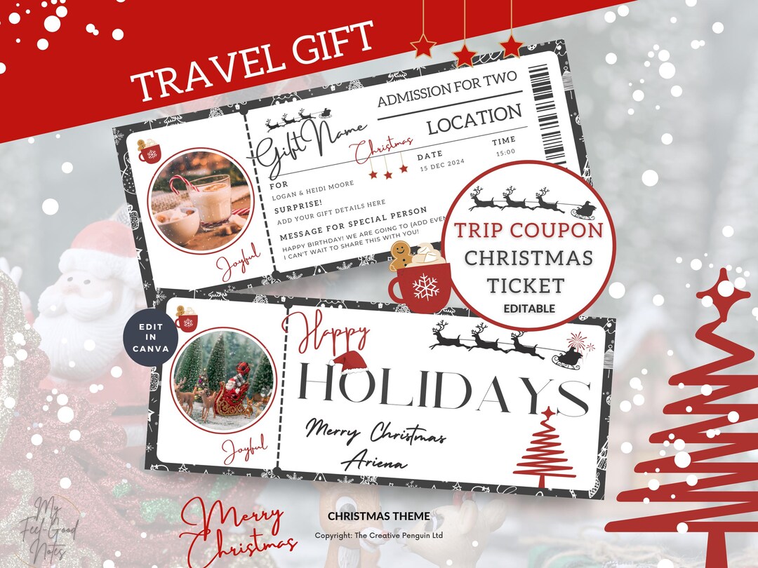 Trip Coupons for Kids, Boarding Pass Instant Download, Personalised Christmas Gift, Editable ...
