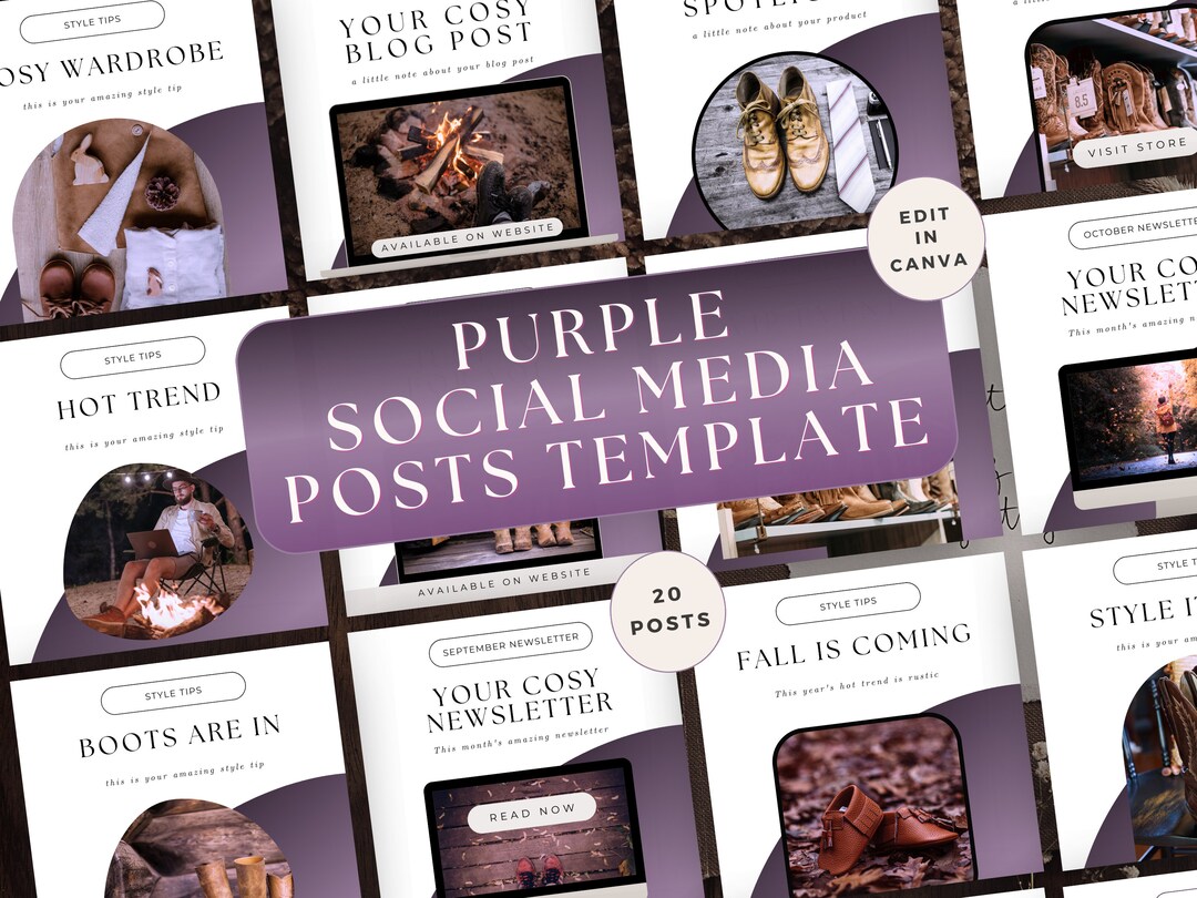 Colorful Social Media Post Templates Purple, Shoes Autumn Fall Social ...