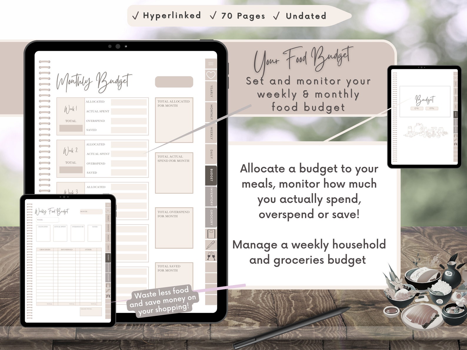 Digital Meal Planner and Recipe Book, Meal Prep, Goodnotes Food Journal ...