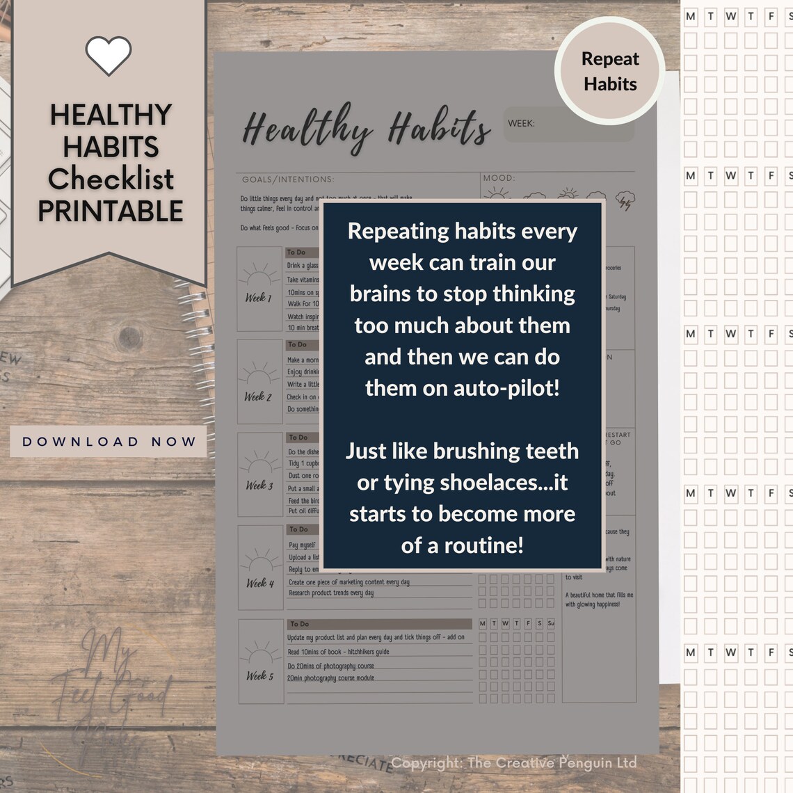 Daily Habit Tracker Printable Healthy Habits Checklist - Etsy