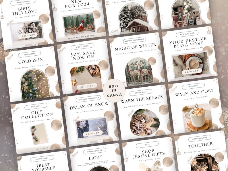 Christmas Social Media Posts for Business, Holiday Stories Editable ...