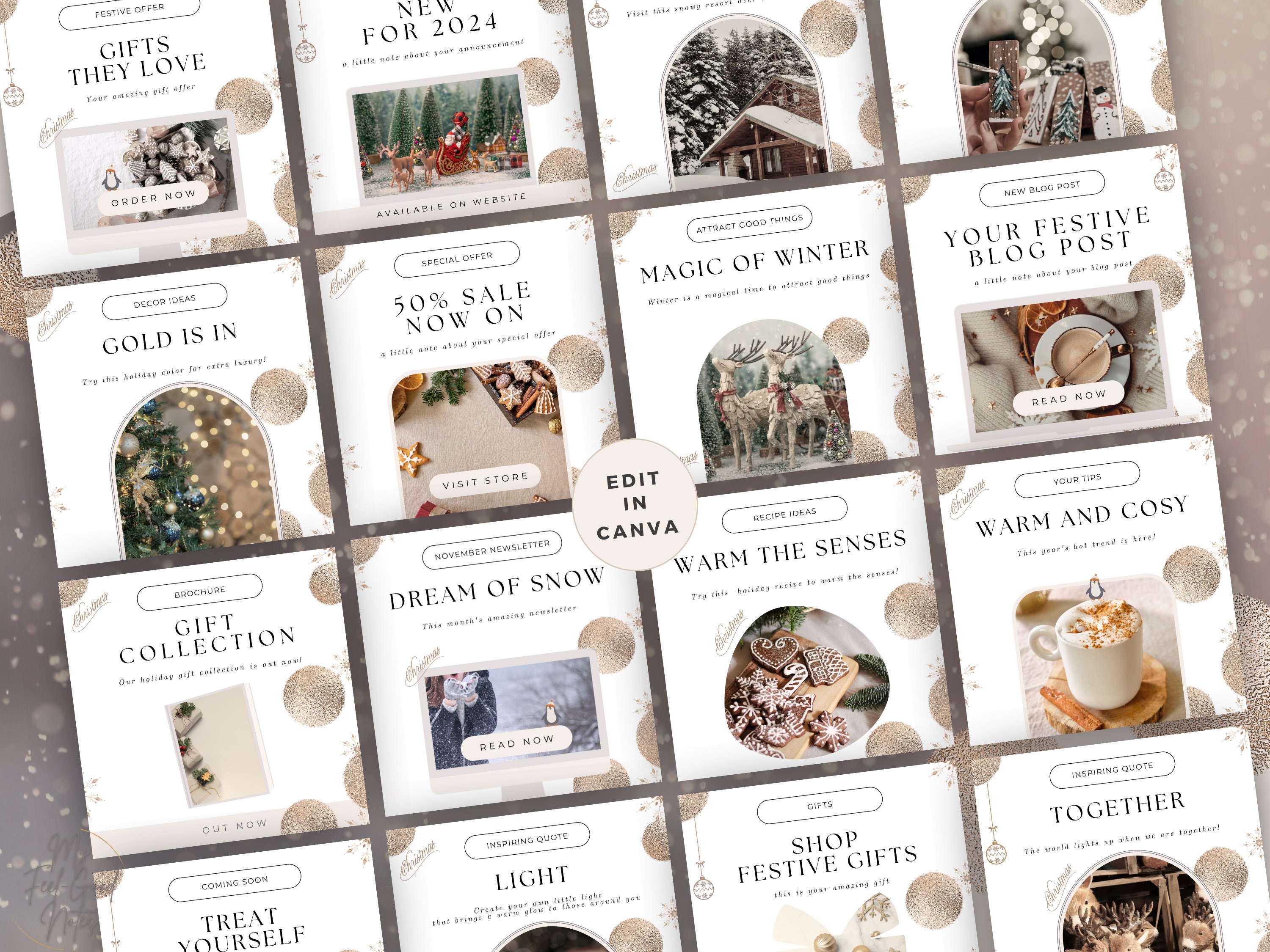 Christmas Social Media Posts for Business, Holiday Stories Editable ...