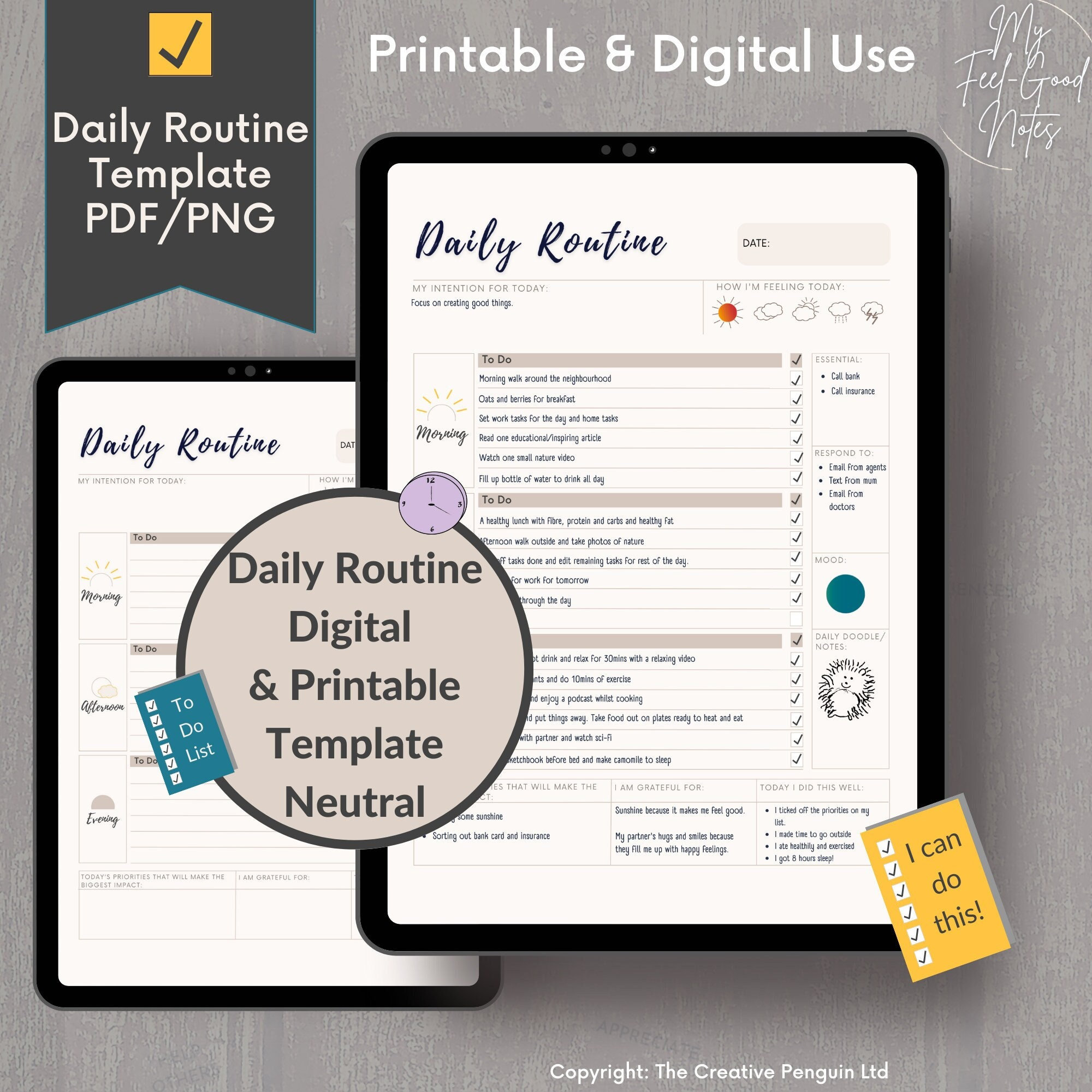 Daily Routine Checklist Adult Daily Routine Tracker A4 and Us Letter ...