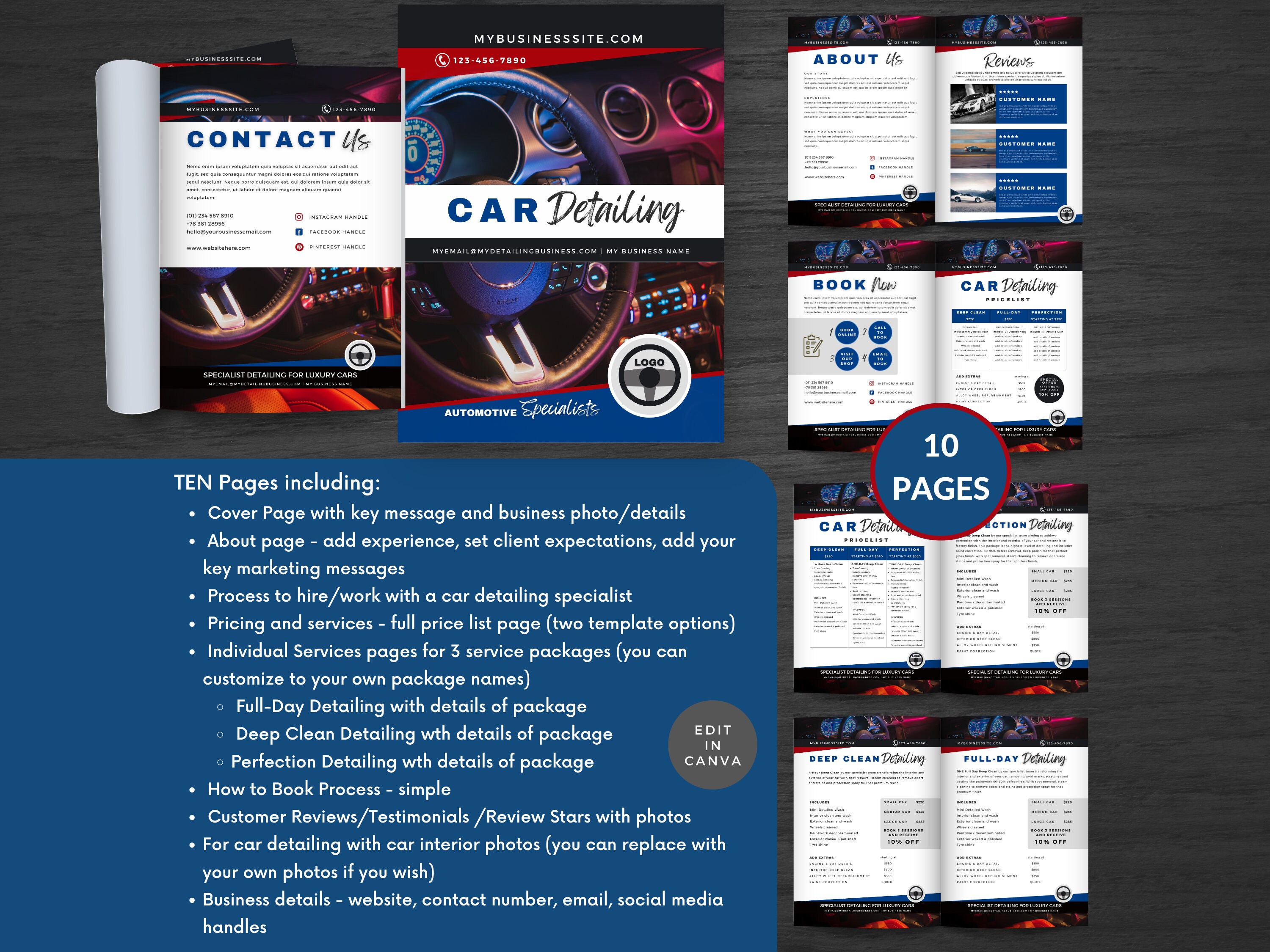 Car Detailing Flyer Price List Template Business Editable Pricing Canva ...