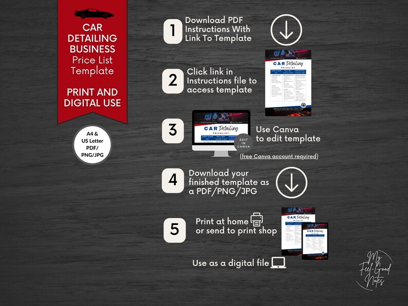 Car Detailing Price List Template Business Editable Pricing Canva ...