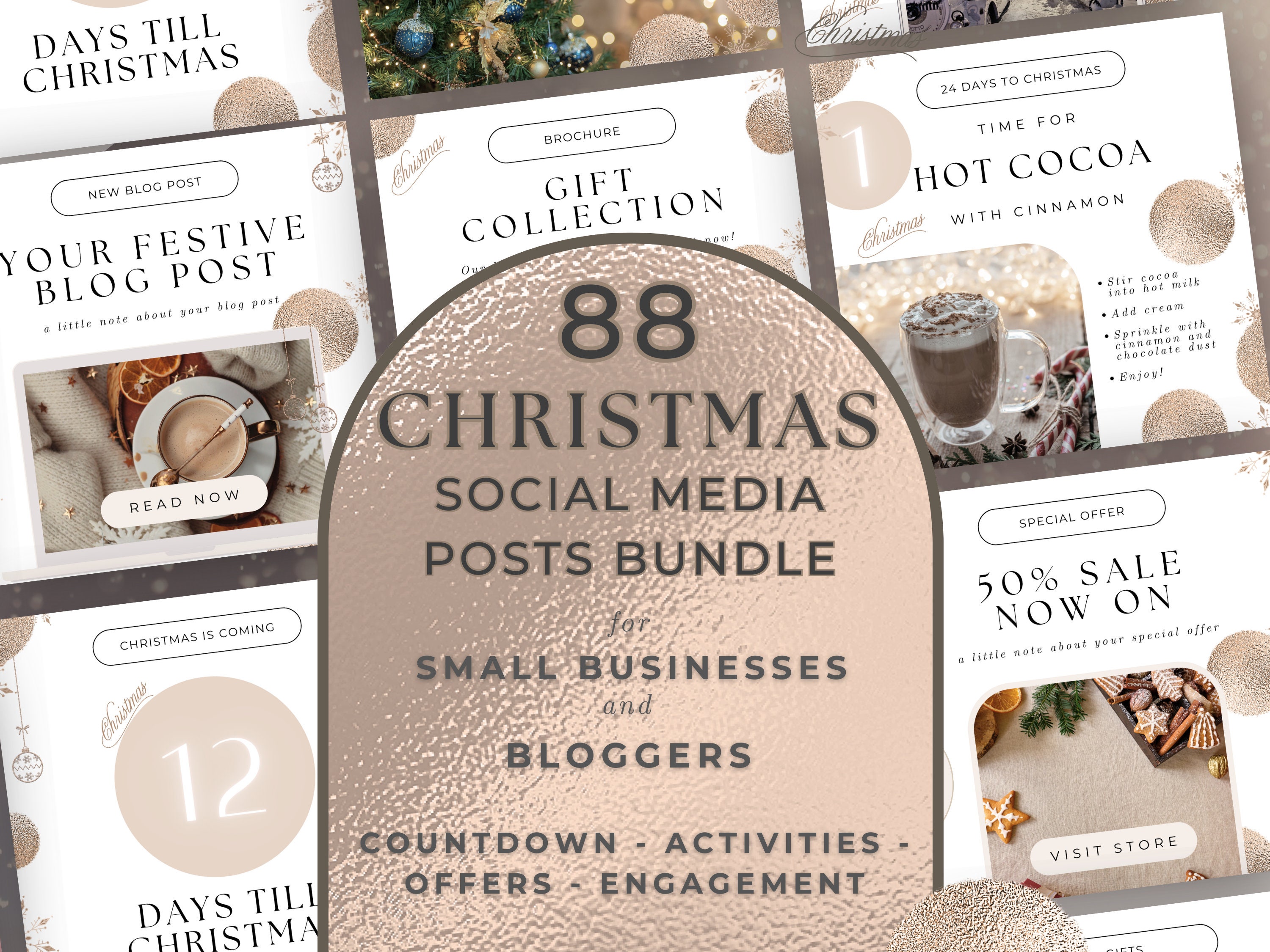Christmas Social Media Posts for Business, Holiday Stories Editable ...
