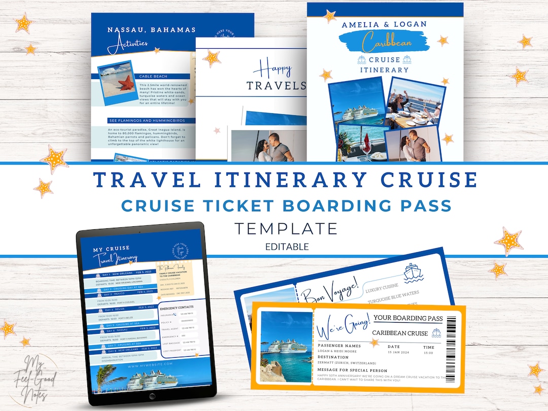 Travel Itinerary Cruise Template, Editable Canva Agent, Traveling Guide ...