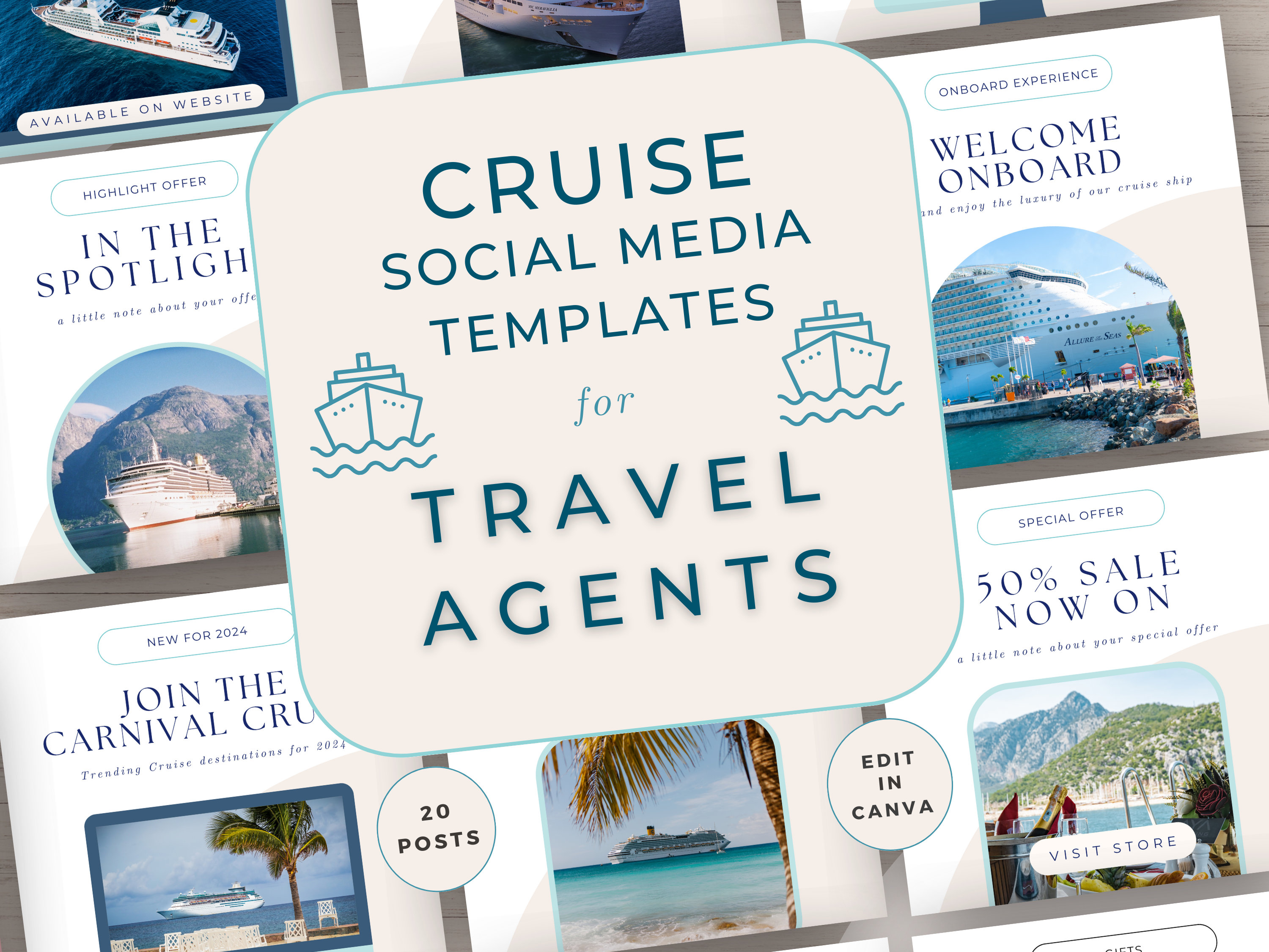 Travel Agent Social Media Posts Bundle Template, Cruise Flyer Posts ...