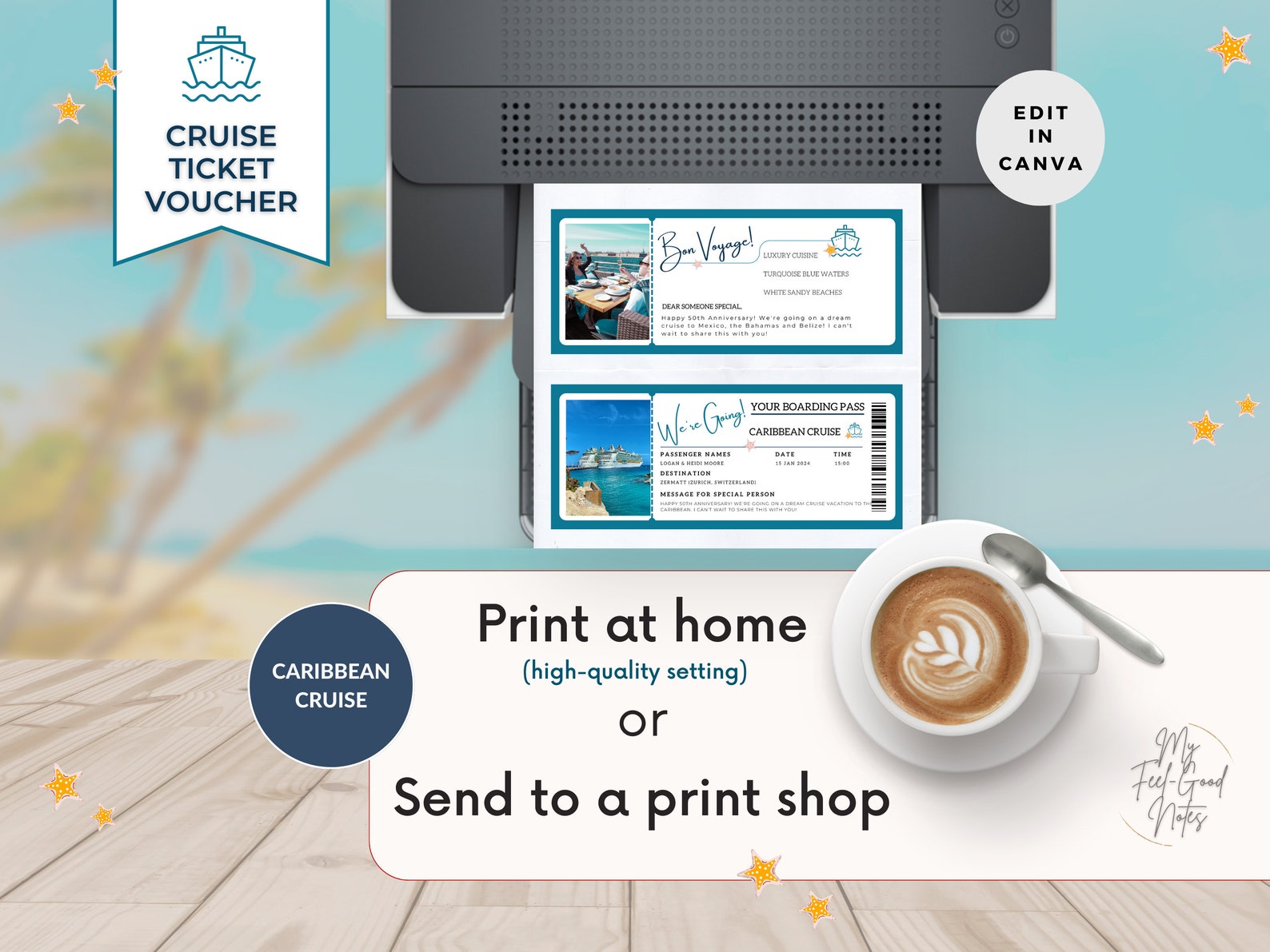 Vacation Voucher Cruise, Boarding Pass Gift Certificate, Printable ...
