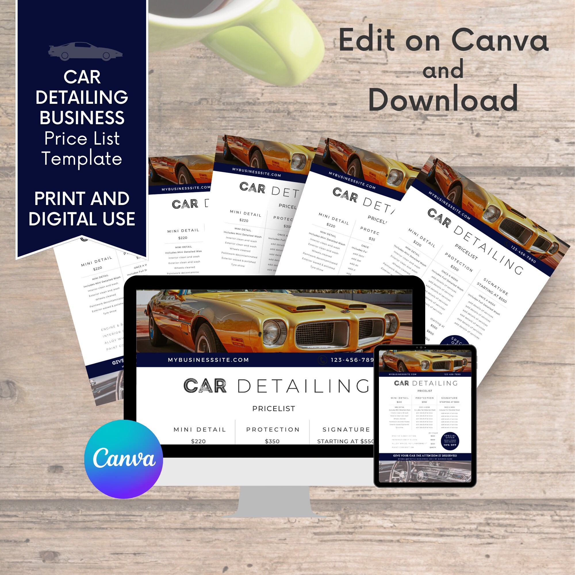 Car Detailing Price List Template Business Editable Pricing - Etsy