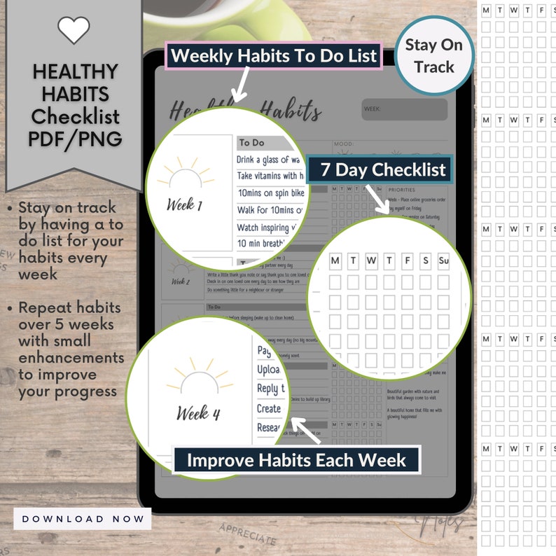 Habit Tracker Template Goodnotes Digital Planner Weekly Habit Healthy ...