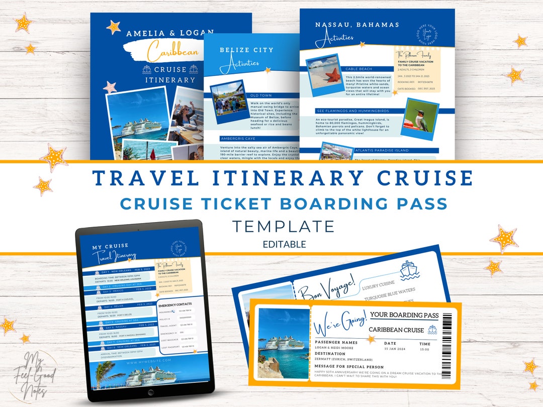 Cruise Itinerary Template, Editable Canva Travel Agent, Traveling Guide ...