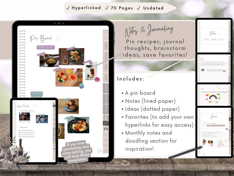 Digital Meal Planner and Recipe Book, Meal Prep, Goodnotes Food Journal ...