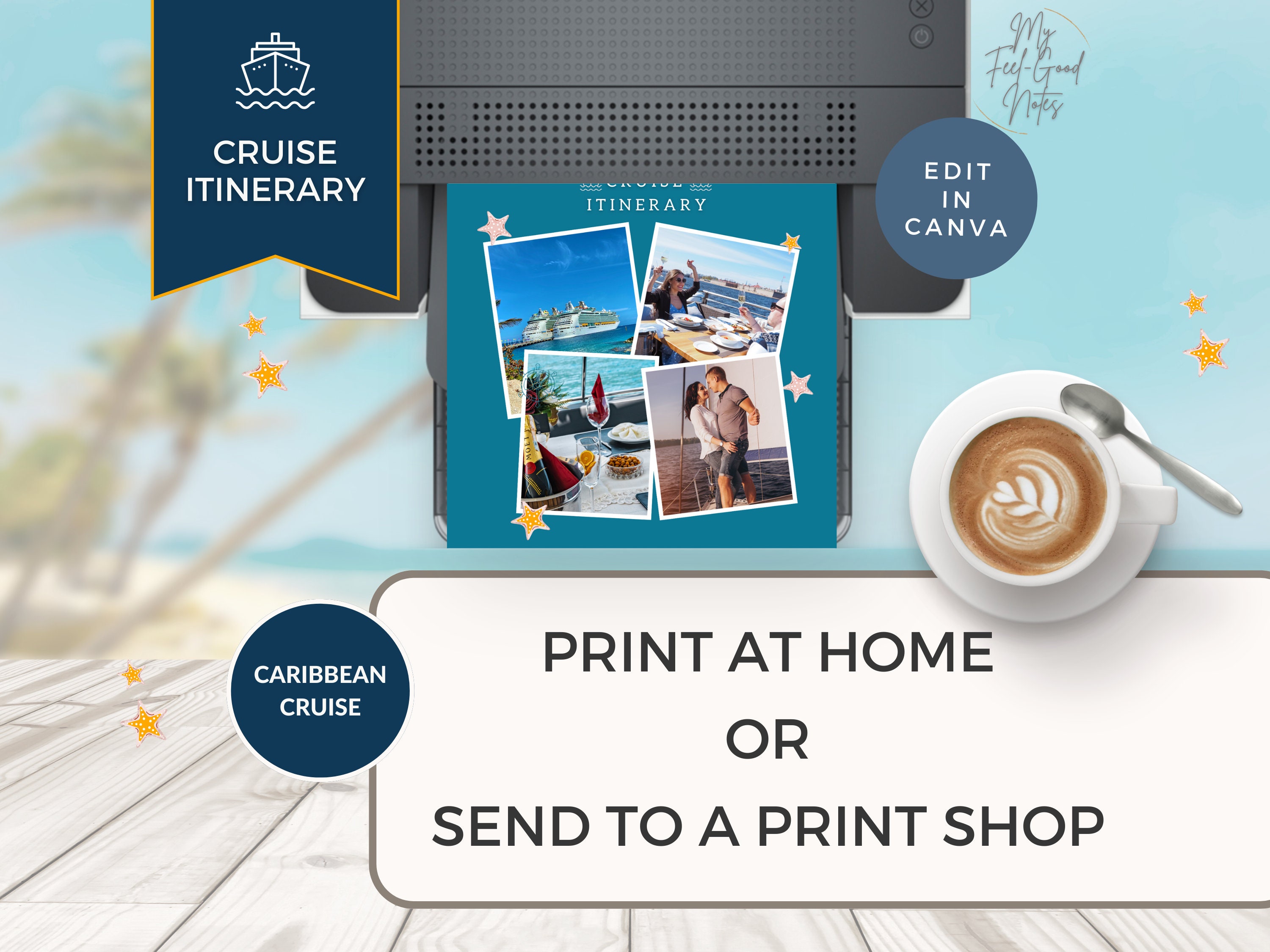 Travel Itinerary Cruise Template, Planner Printable PDF, Editable Canva ...