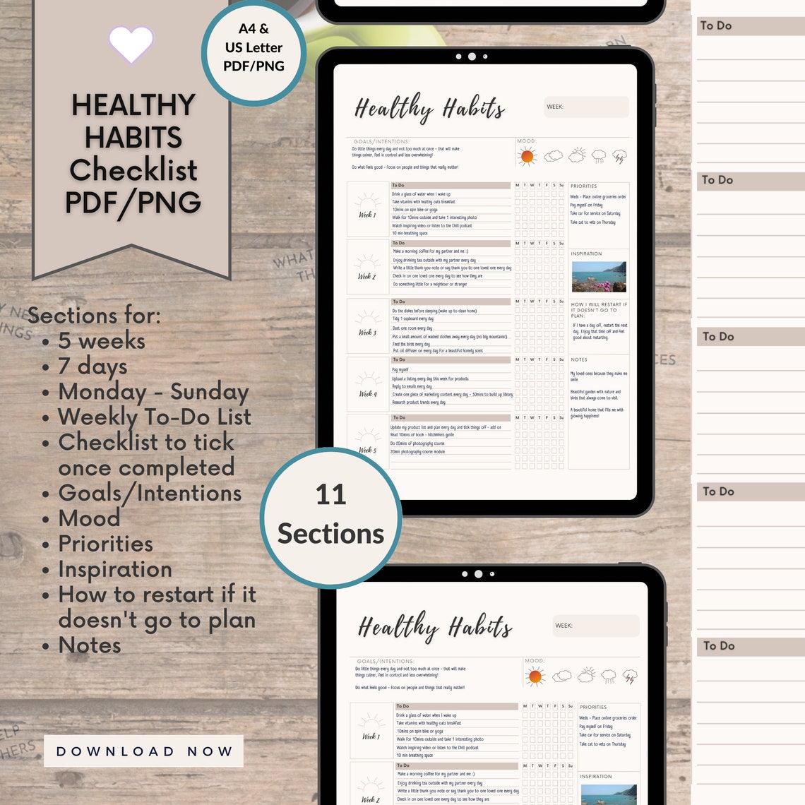 Healthy Habits Checklist Daily Goodnotes Neutral Daily Routine Habit ...