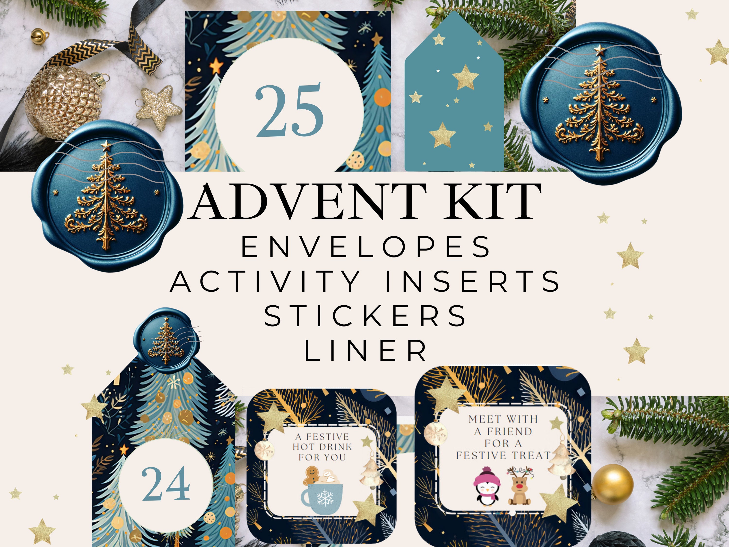 Advent Calendar Kit Printable DIY, Activities Cards, Christmas ...