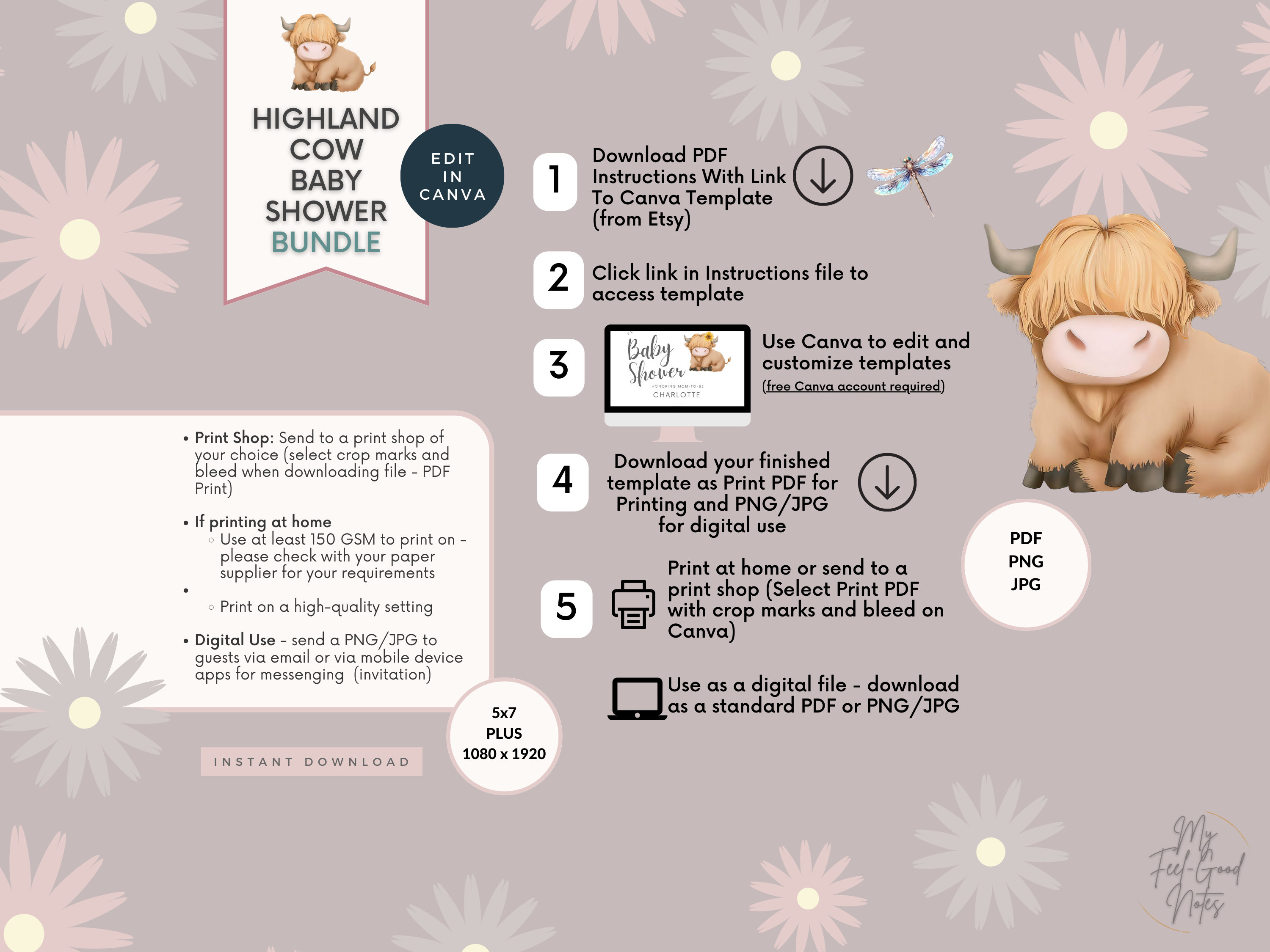 Highland Cow Baby Shower Bundle, Baby Shower Game Bundle, Holy Cow ...