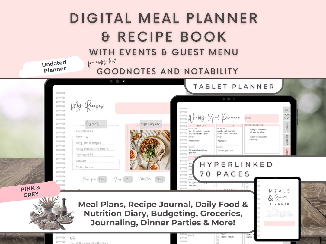 Digital Meal Planner and Recipe Book Goodnotes, Hyperlinked Meal Prep ...