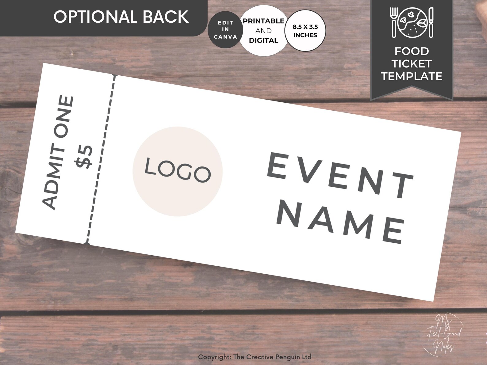 Food Truck Meal Ticket Template, Wedding Editable Event Voucher, Pizza ...