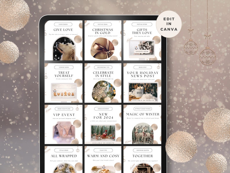 Christmas Social Media Posts for Business, Holiday Stories Editable ...