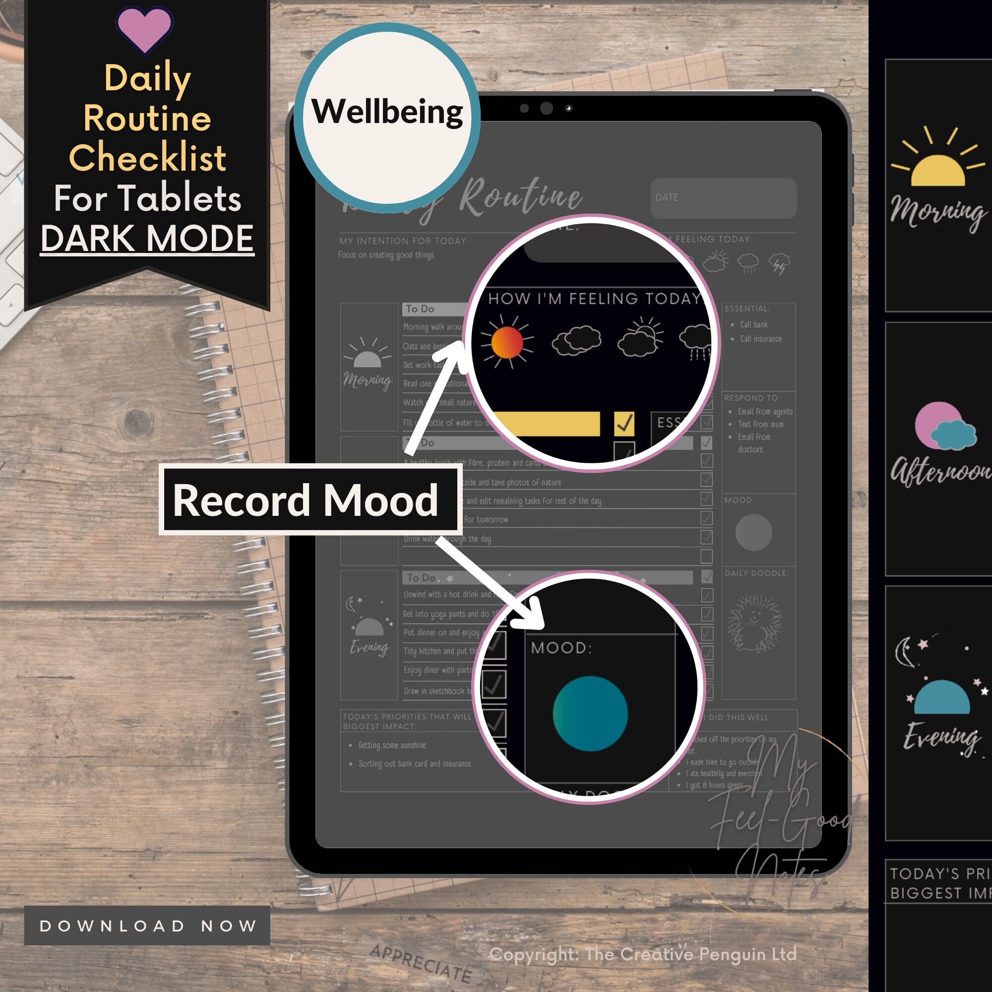 2023 Digital Planner Goodnotes Dark Mode Planner Daily Routine ...