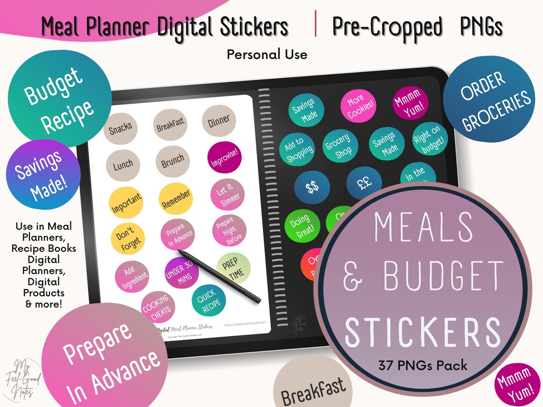 Meal Planner Digital Sticker | Goodnotes | Budgeting | Recipe Book ...