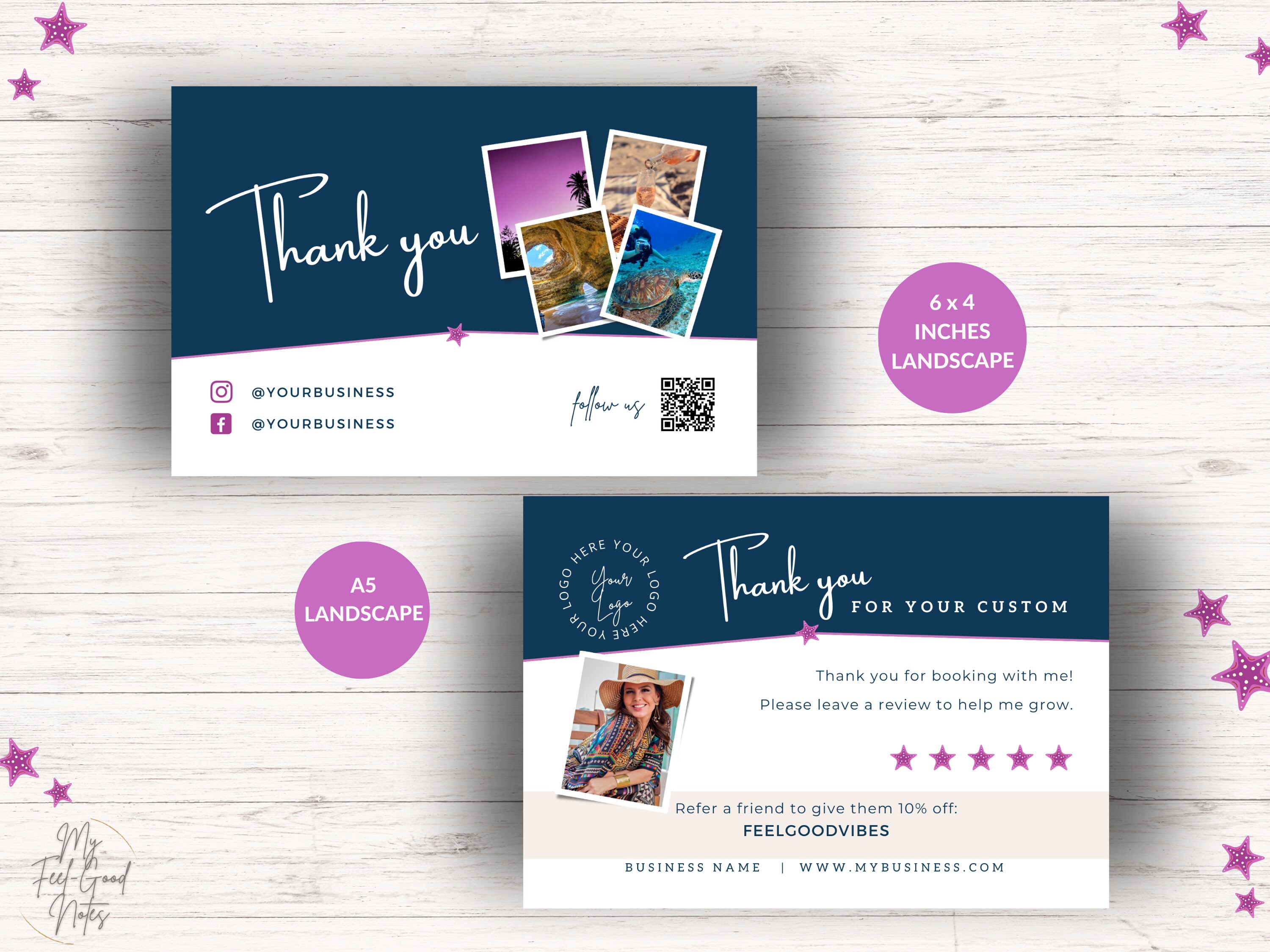 Travel Agent Thank You Card Template, Client Note, Leave a Review for ...