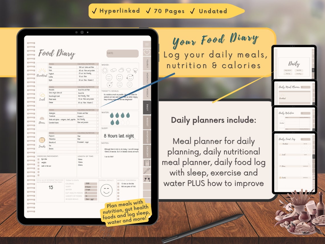 Digital Meal Planner and Recipe Book, Meal Prep, Goodnotes Food Journal ...