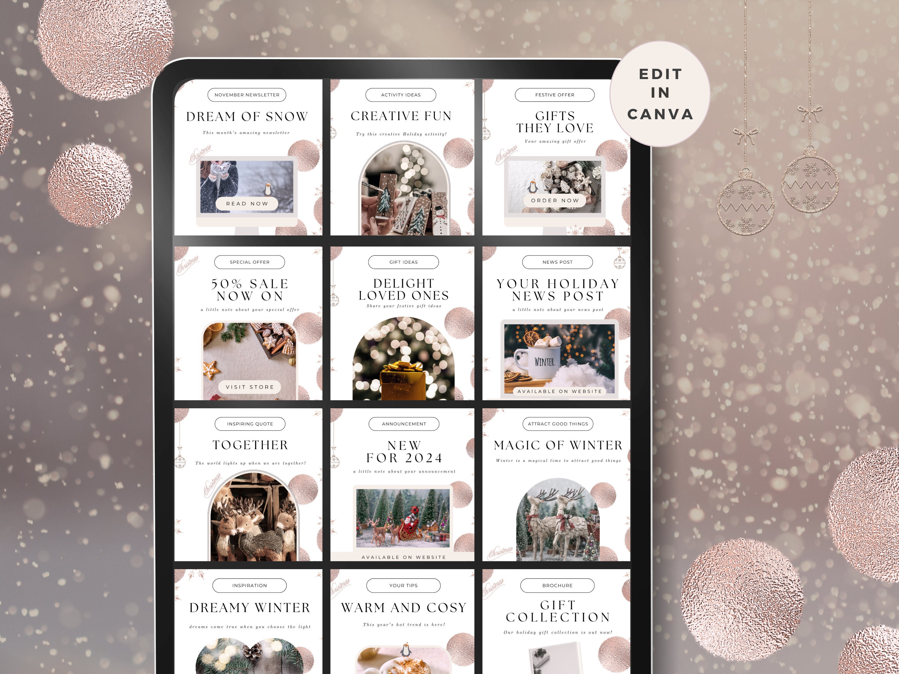 Christmas Social Media Posts for Business, Holiday Stories Editable ...