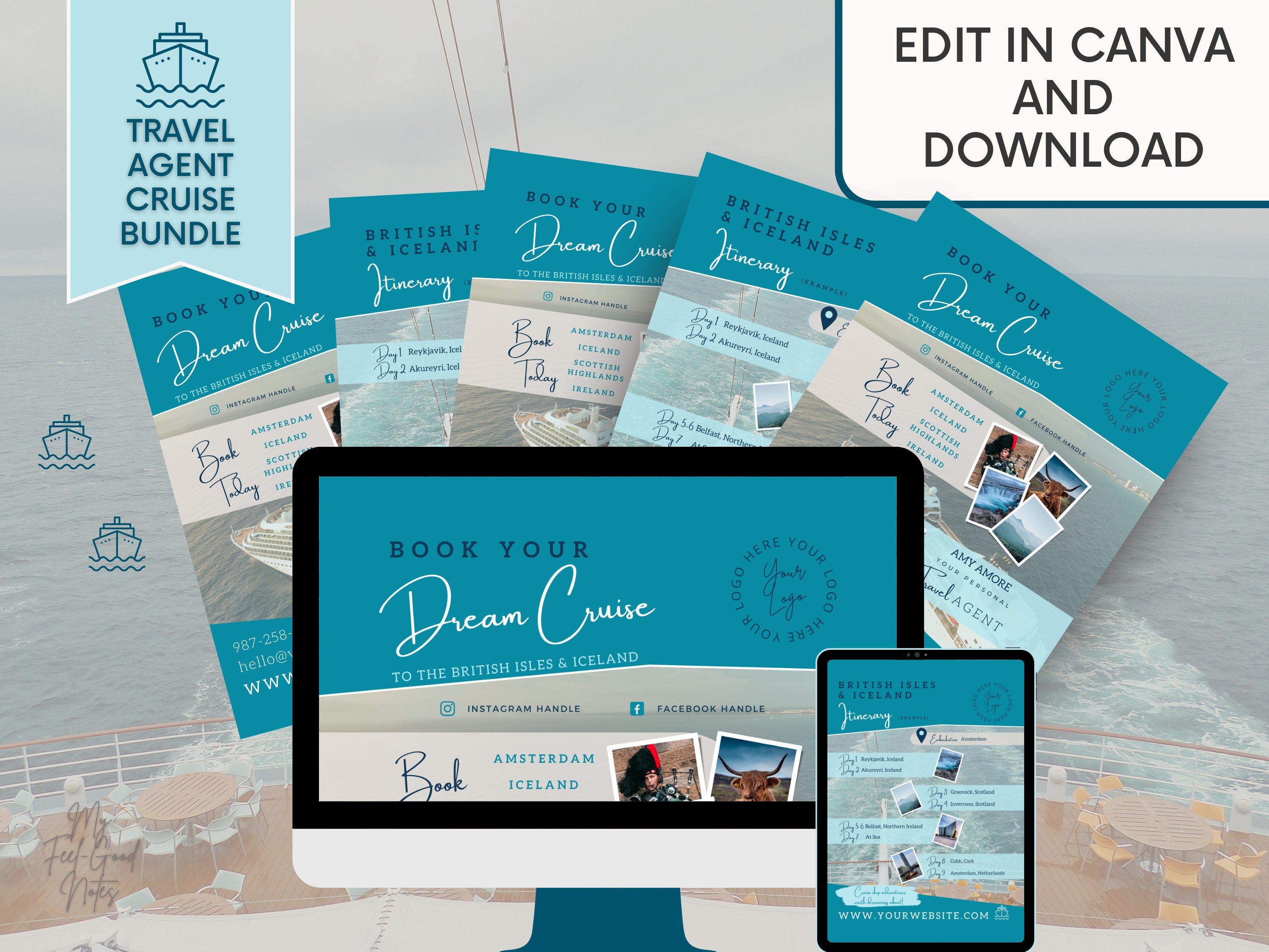 Travel Itinerary Template Canva, Cruise Flyer, Editable Premade Diy E ...