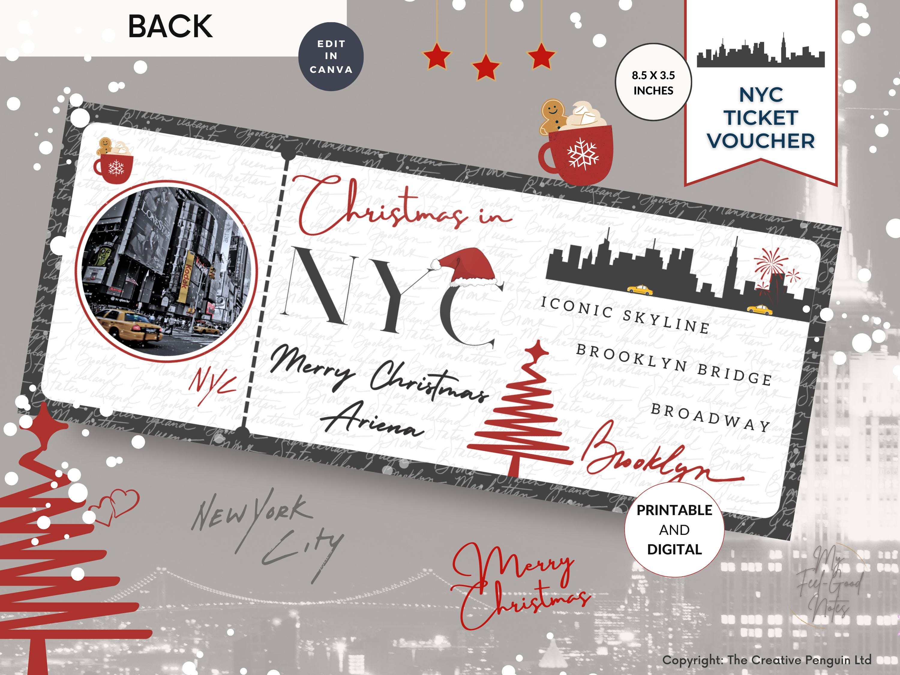 Christmas New York Plane Ticket, NYC Trip, Surprise Boarding Pass ...