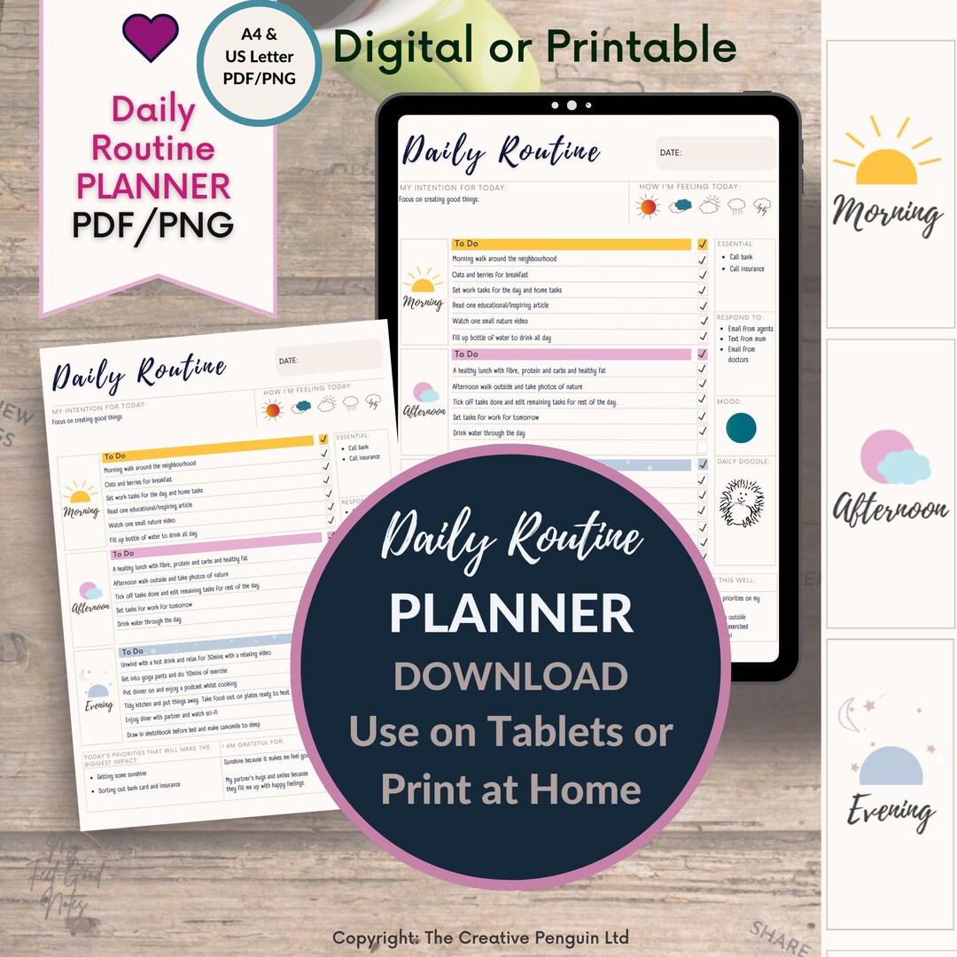 Daily Routine Checklist Adult Goodnotes | Daily Routine Planner PDF ...