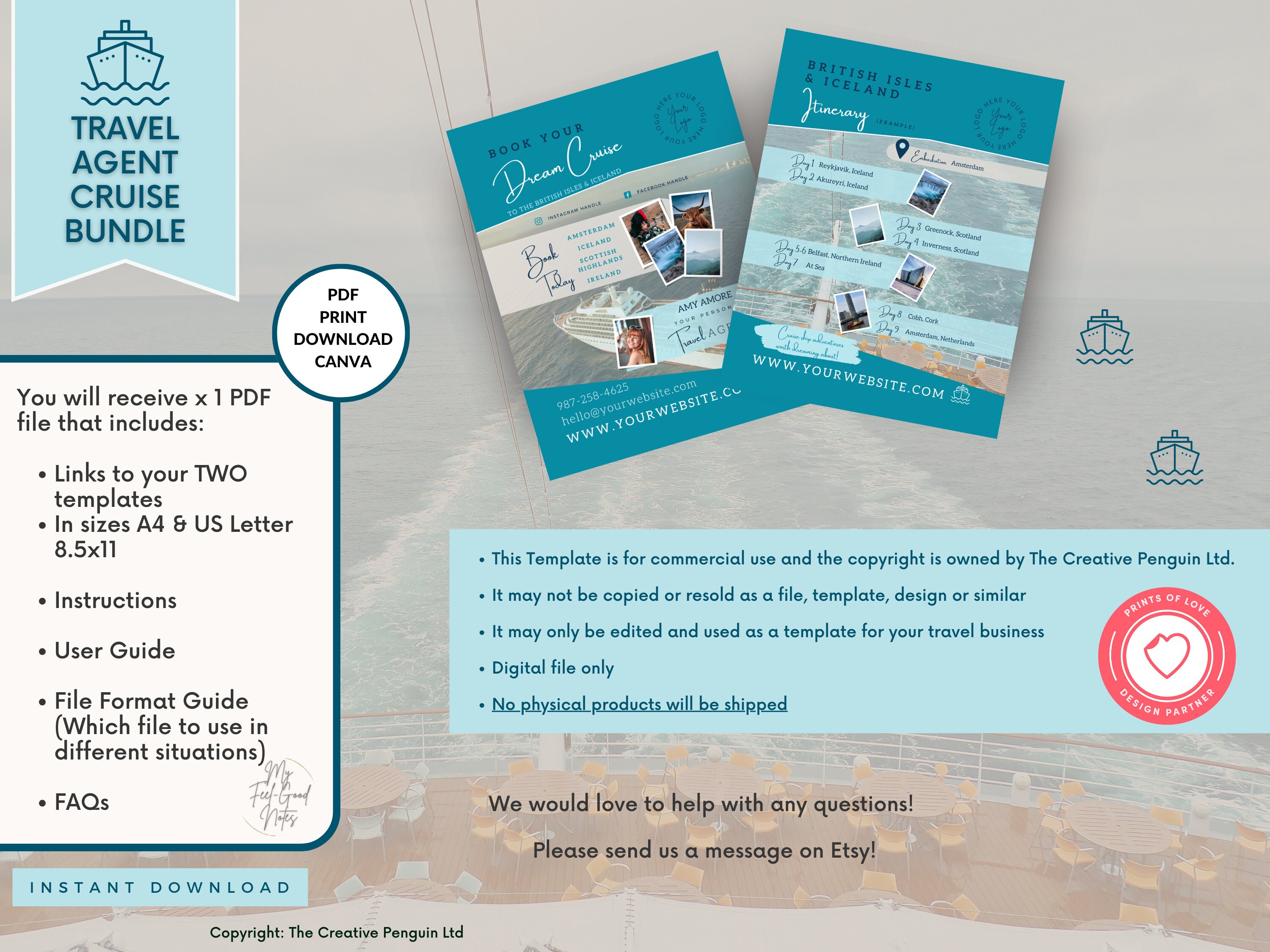 Travel Itinerary Template Canva, Cruise Flyer, Editable Premade Diy E ...