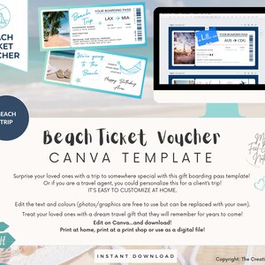 Beach Trip Ticket, Printable Boarding Pass, Surprise Vacation, Tropical ...