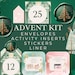 Advent Calendar Digital Kit Printable, Kids DIY Activities Cards ...