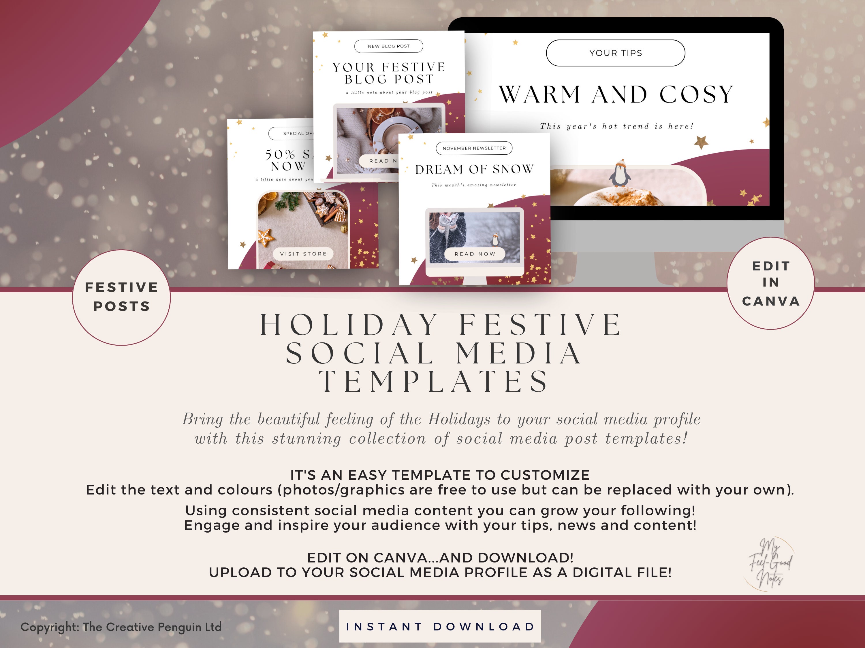 Christmas Social Media Post Canva Template, Holiday Engagement Booster ...