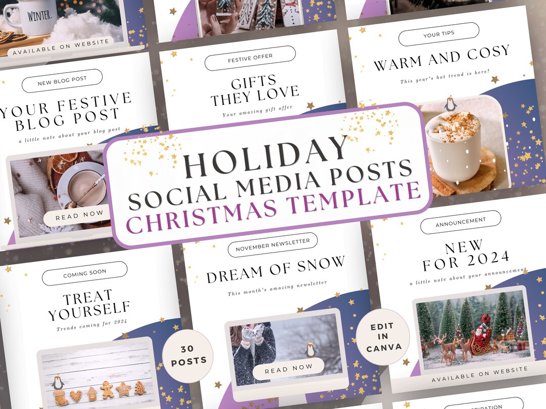 Christmas Social Media Posts for Business, Holiday Stories Editable ...