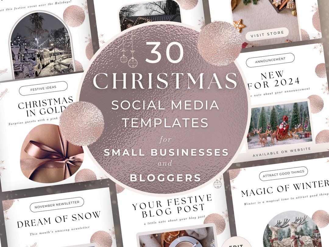 Christmas Social Media Posts for Business, Holiday Stories Editable ...