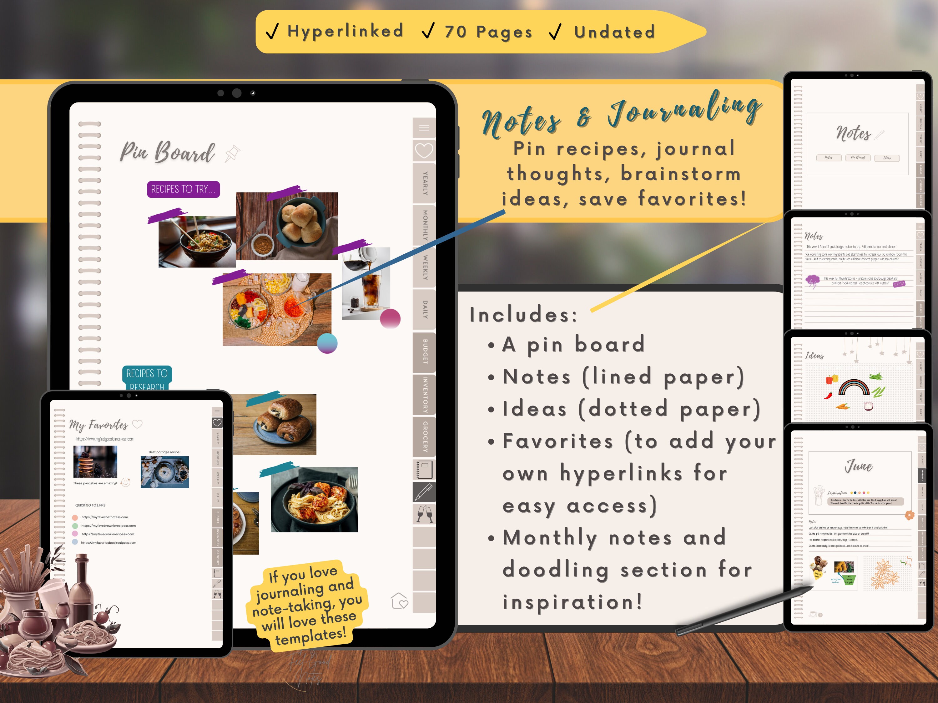 Digital Meal Planner and Recipe Book, Meal Prep, Goodnotes Food Journal ...