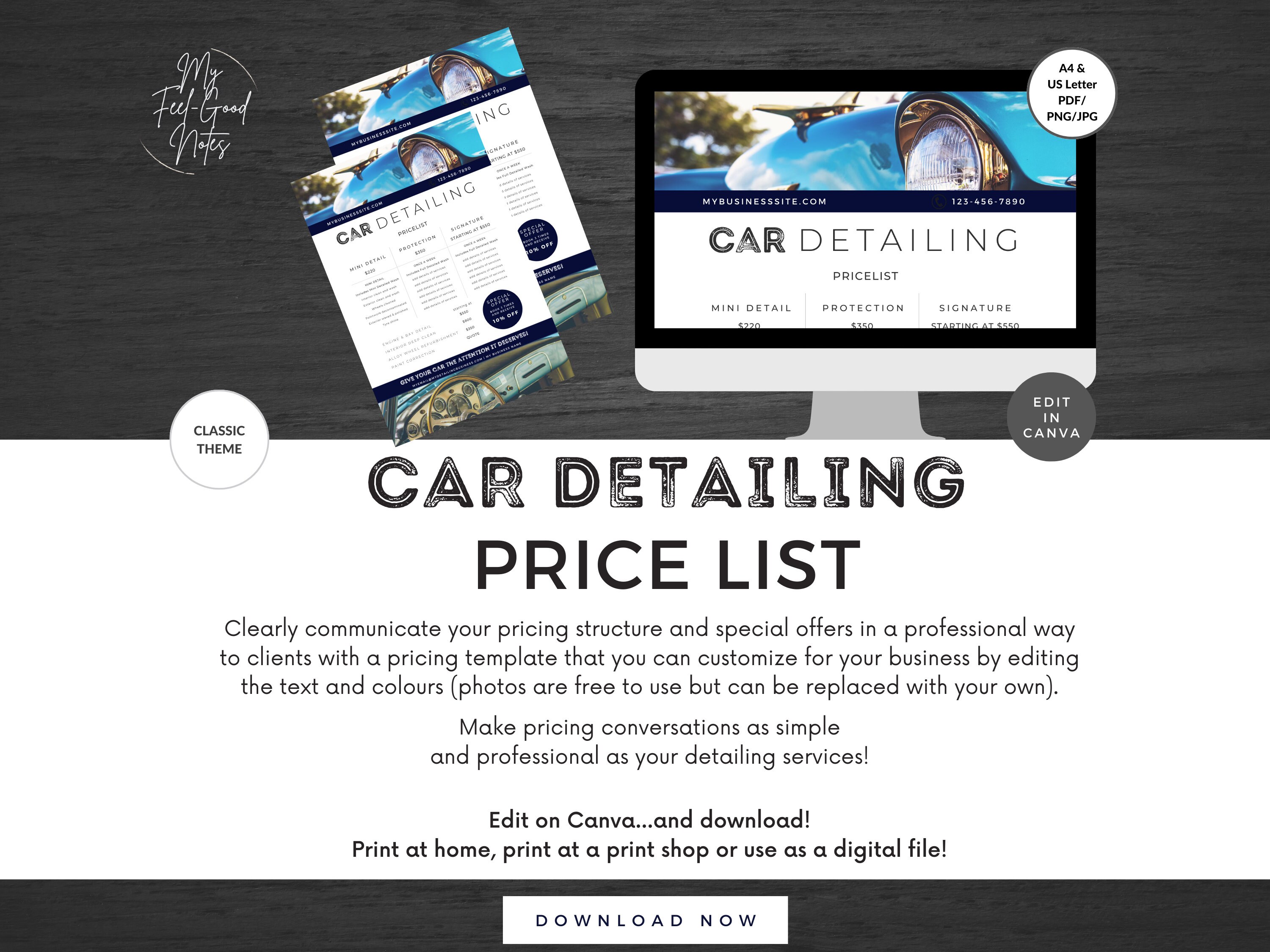 Car Detailing Price List Template Business | Editable Pricing | Canva ...