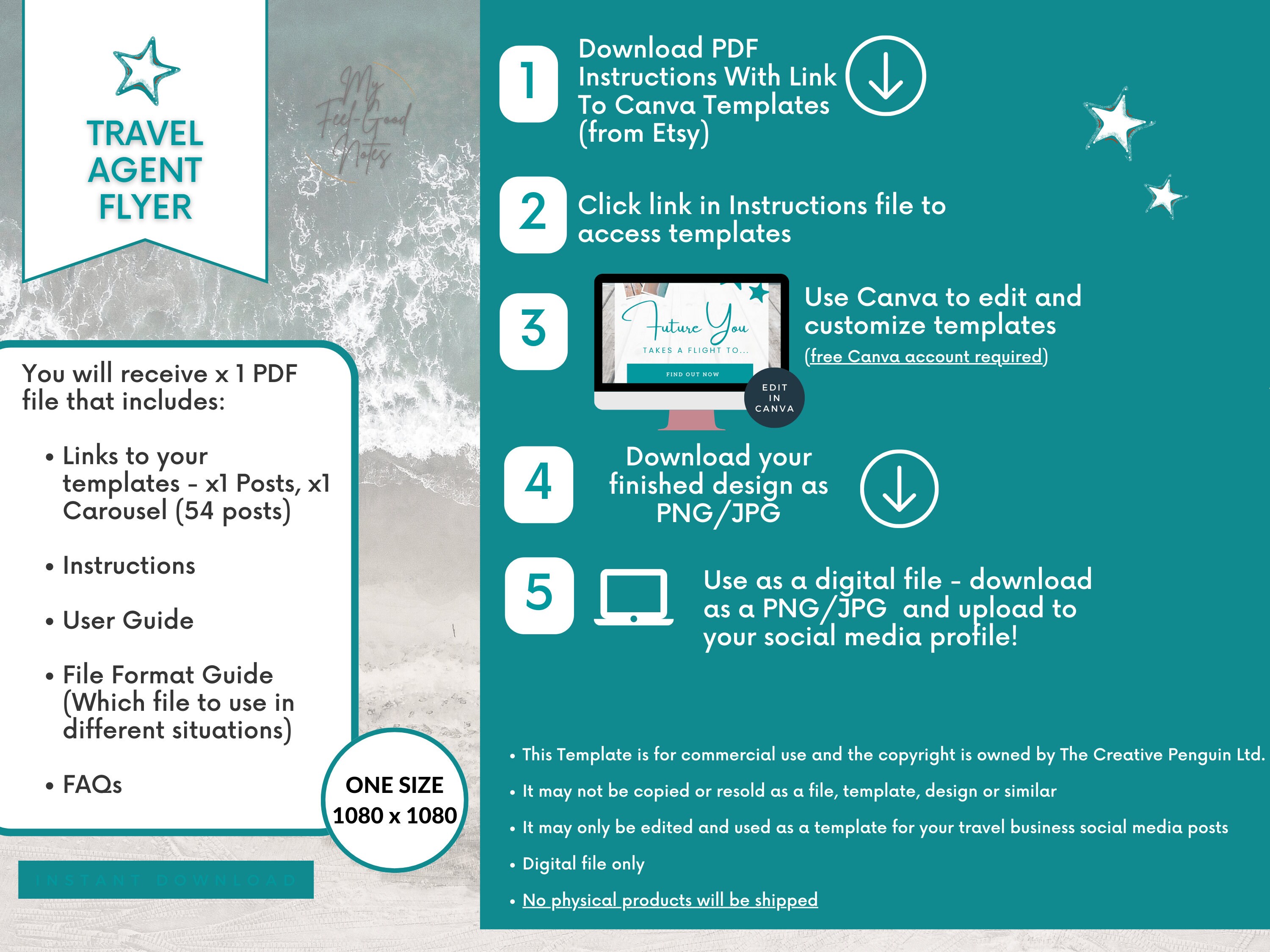 Travel Agent Social Media Posts Template, Blogger Content, Agency ...