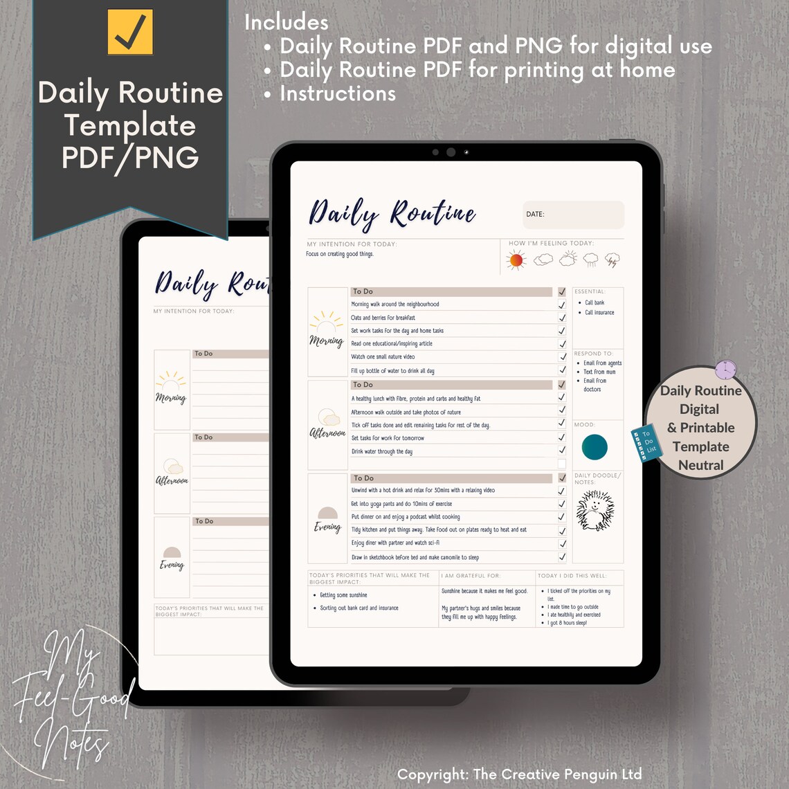 Daily Routine Checklist Adult Daily Routine Tracker A4 and Us Letter ...
