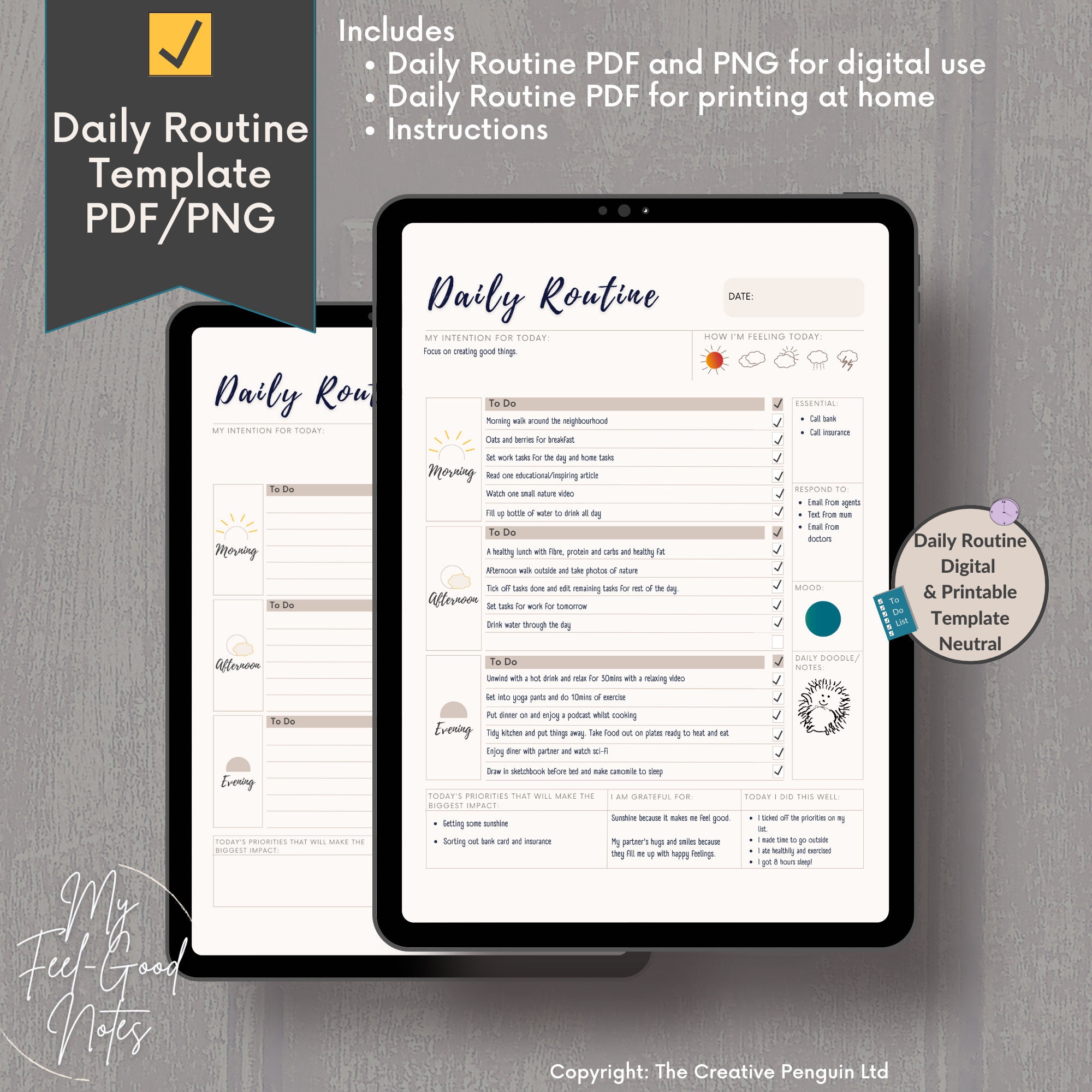 Daily Routine Checklist Adult Daily Routine Tracker A4 and Us Letter ...