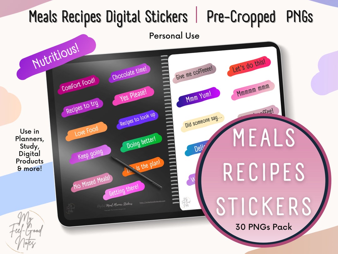 Meal Planner Digital Sticker, Goodnotes Food Journal, Recipe Book Note ...